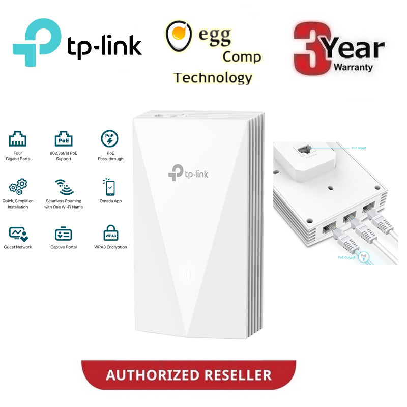 TP LINK EAP655 WALL PLATE AX3000 WIFI 6 ACCESS POINT WITH HIGH ...
