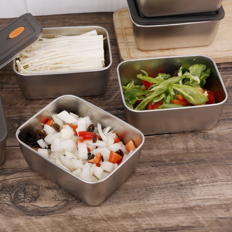 Stainless Steel Preservation Box with Lid - Refrigerator Meat/Dessert ...