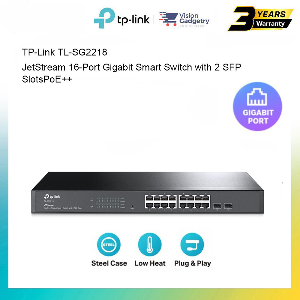 TP-Link TL-SG2218 JetStream 16-Port Gigabit Smart Switch with 2 SFP ...