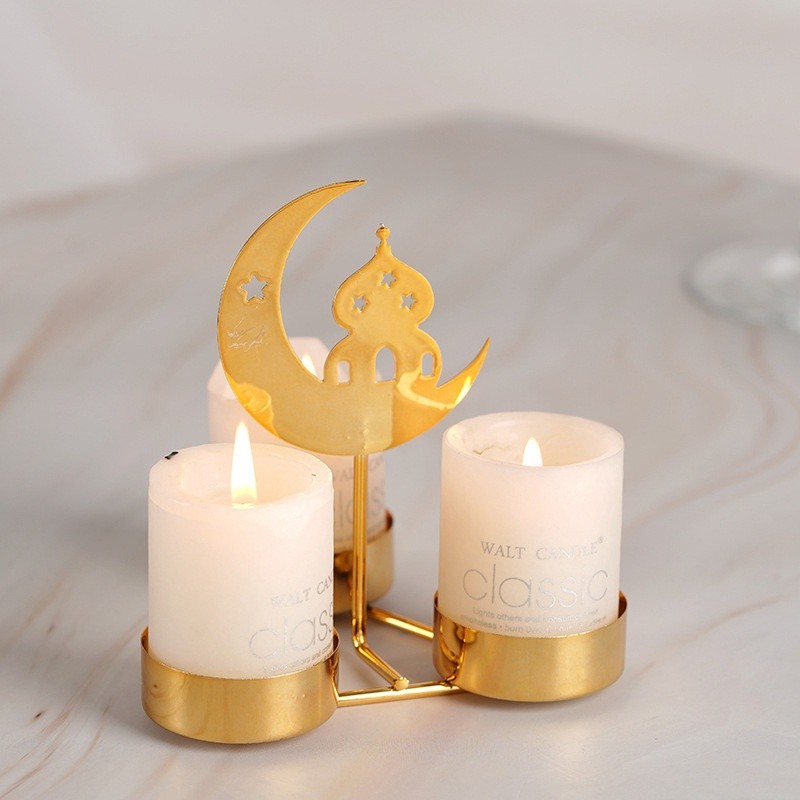 Hari Raya Golden Candlestick Desktop Candle Wedding Party Decoration ...