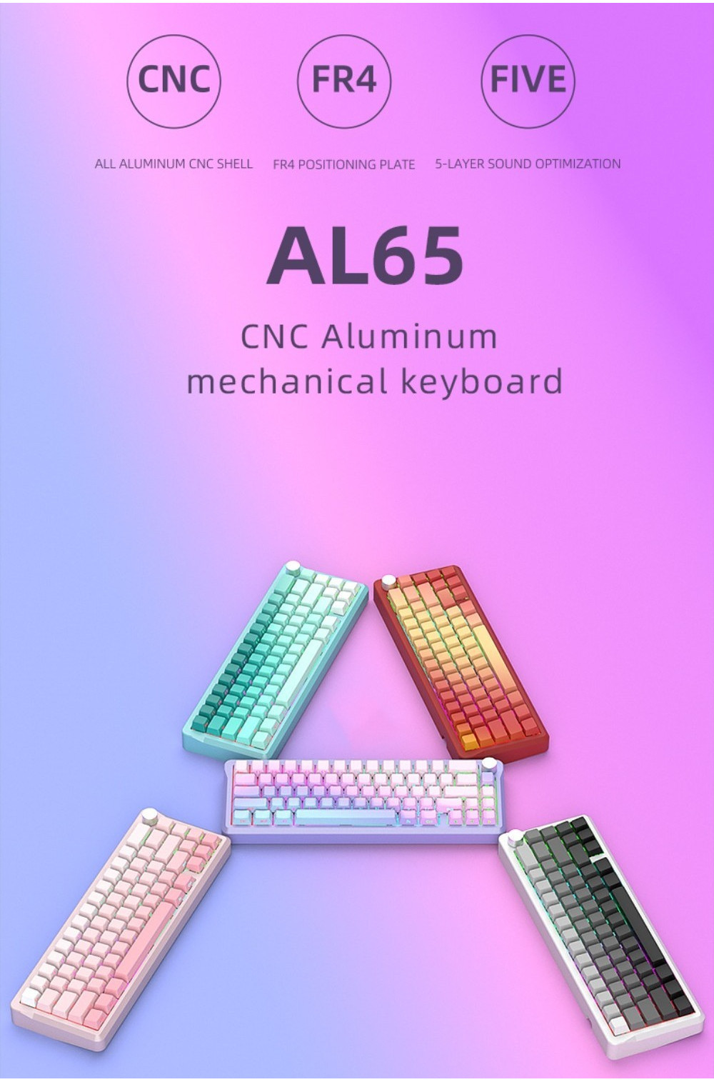 Mathew Tech AL65 Aluminum Mechanical Keyboard Kit 3-mode Full CNC ...
