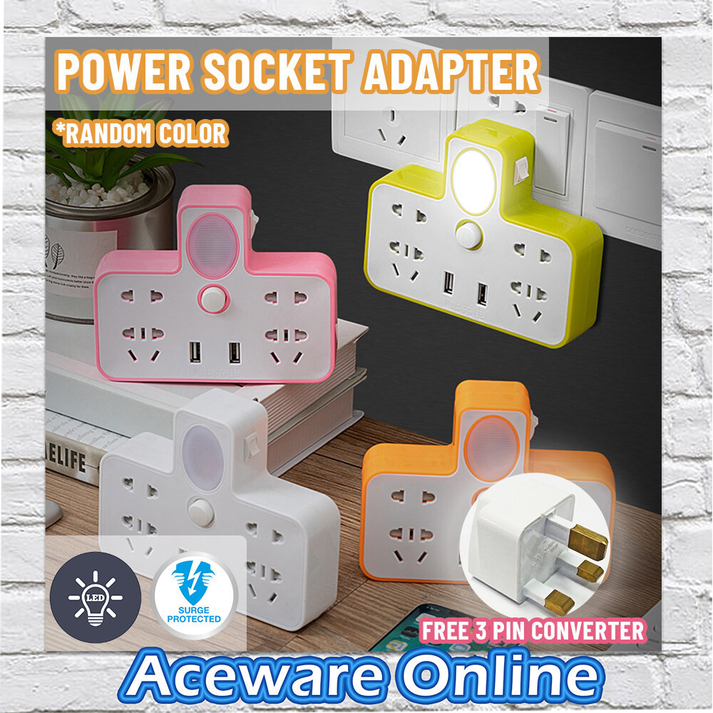 MULTI-FUNCTION SOCKET PLUG ADAPTER WIRELESS EXTENSION 3/2 USB PORT ...