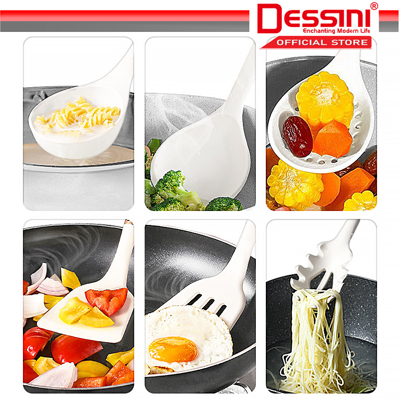 DESSINI ITALY Silicone Utensil Turner Spoon Spaghetti Server Ladle ...