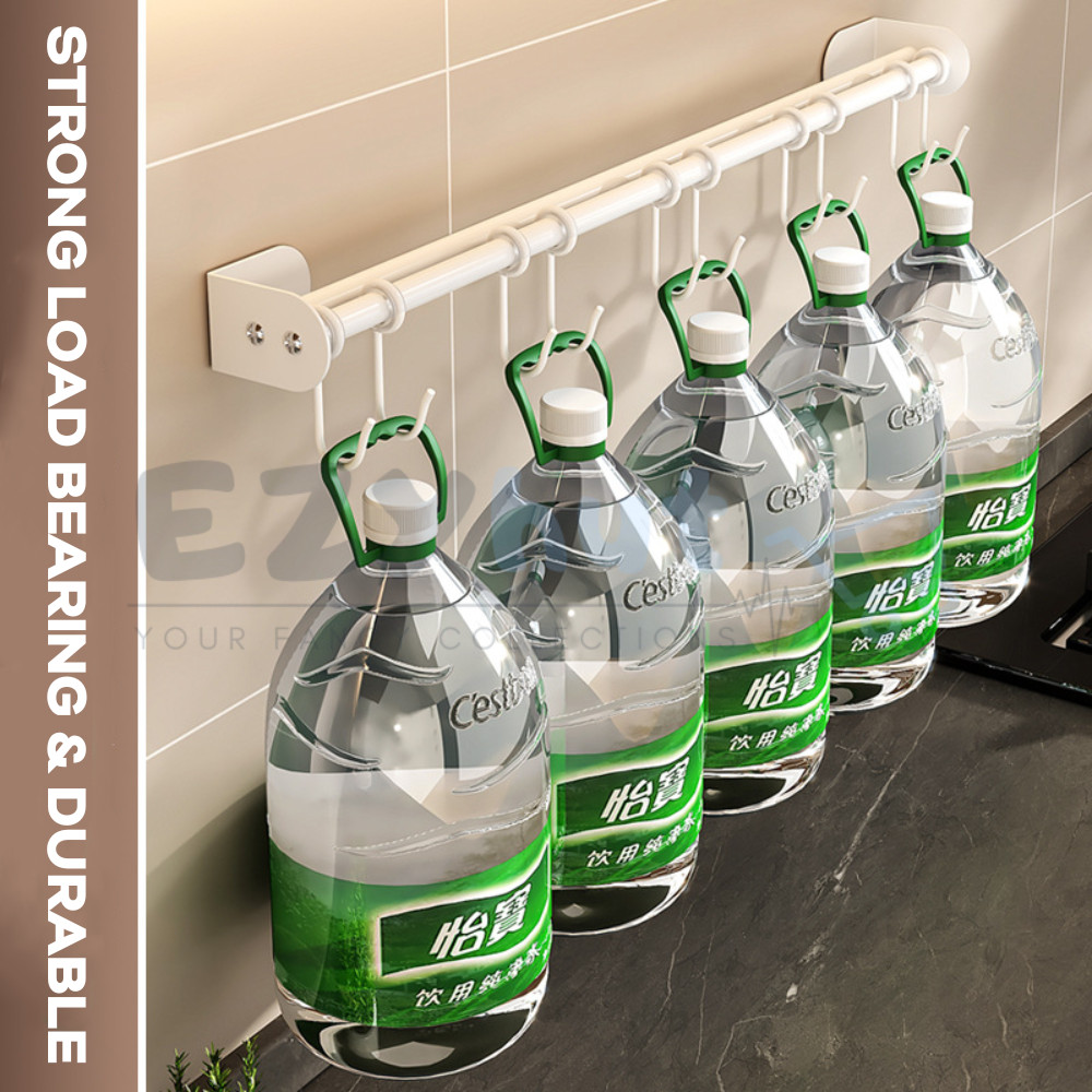 Wall Mount Nail Free Kitchen Hanging Rod Double Rod Knife Holder ...