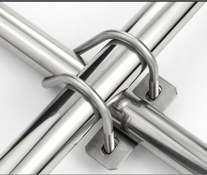 U Bolt 20 25 32 40 50 M6M8 304&Galvanized Double U-Cross Pipe Clamp Screw Steel Connector ...