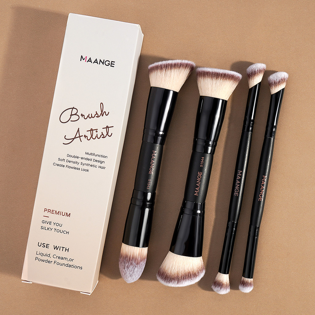 MAANGE 4-Piece Double-Ended Makeup Brush Set with Paper Box - Your ...