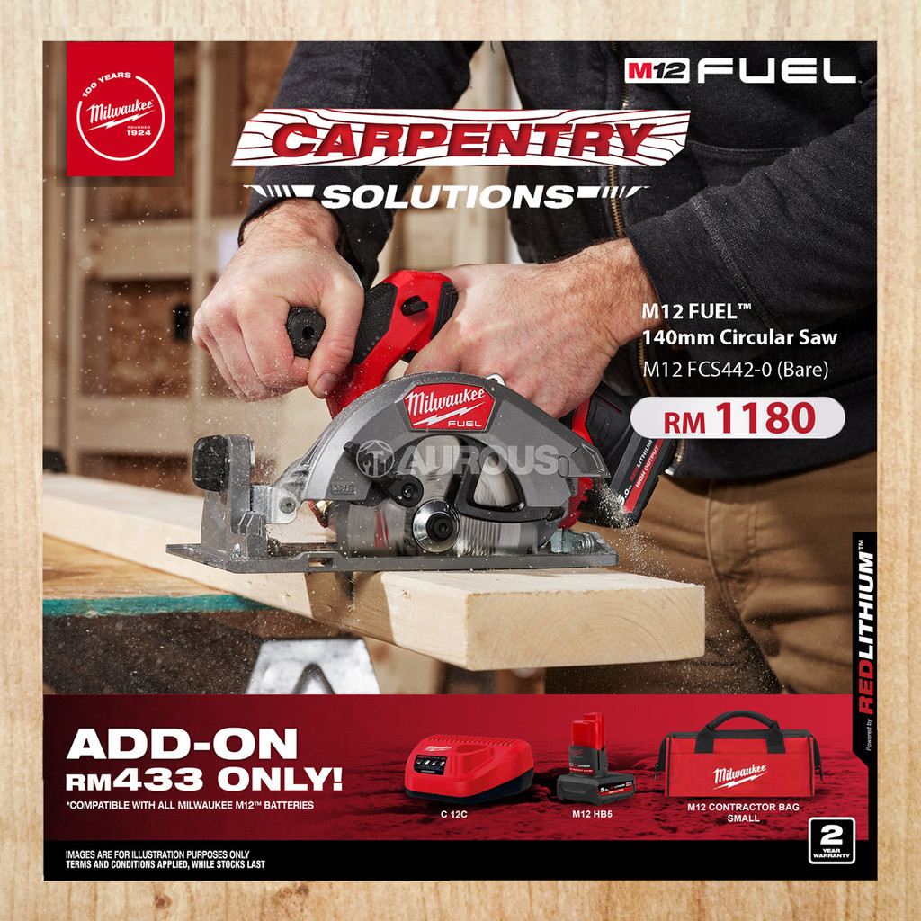 MILWAUKEE M12 FUEL GEN 2 140MM CIRCULAR SAW M12 FCS442-0 (BARE TOOL ...
