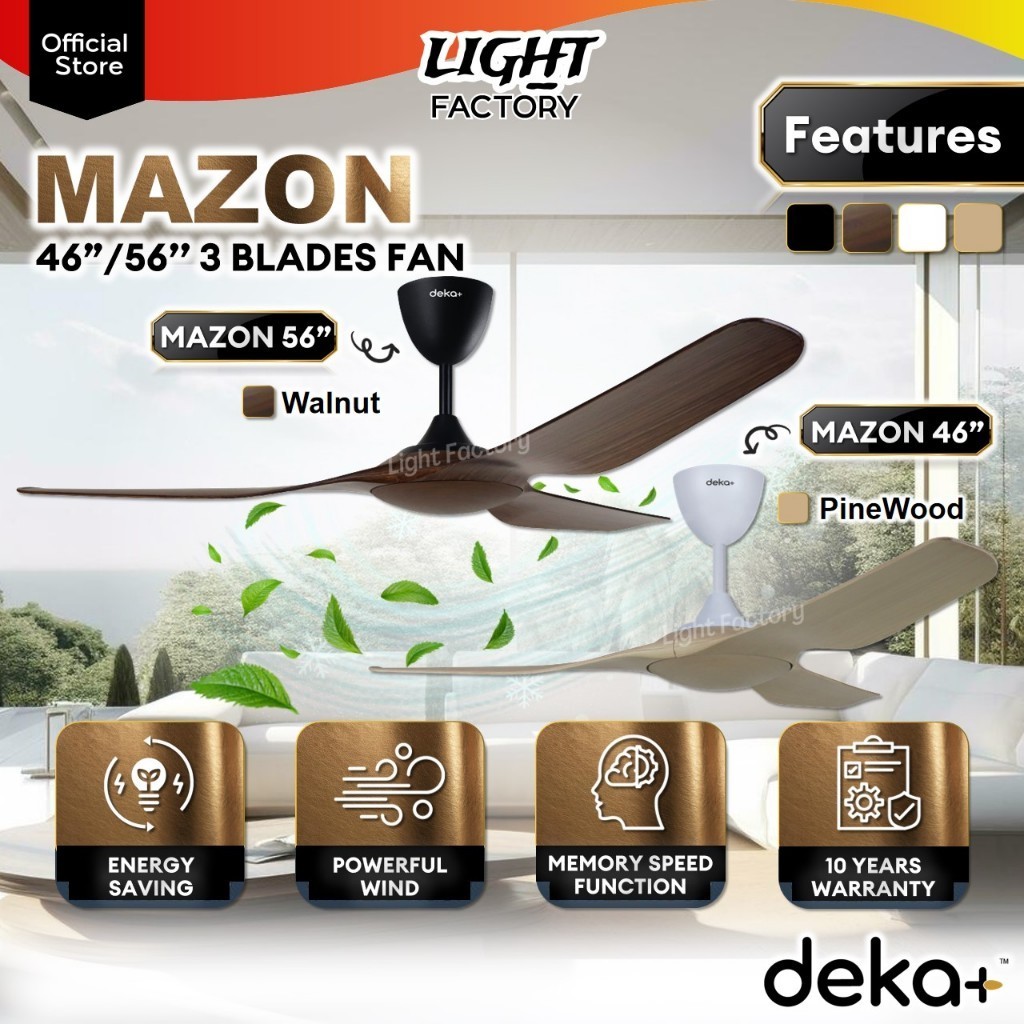 🔥2024 NEW🔥DEKA+ MAZON 46'' 56'' 3 Blades DC Motor Ceiling Fan 24 Speeds ...