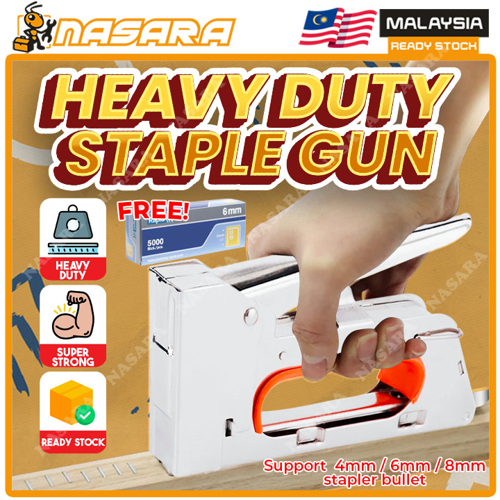 Nasara Heavy Duty Tacker Staple Gun Stapler Gun Stapling Nail For ...