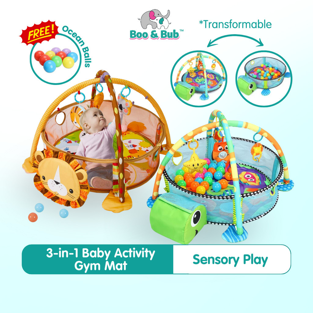 3-in-1 Baby Activity Gym Mat | Crawling Blanket Infant Game Pad Play ...