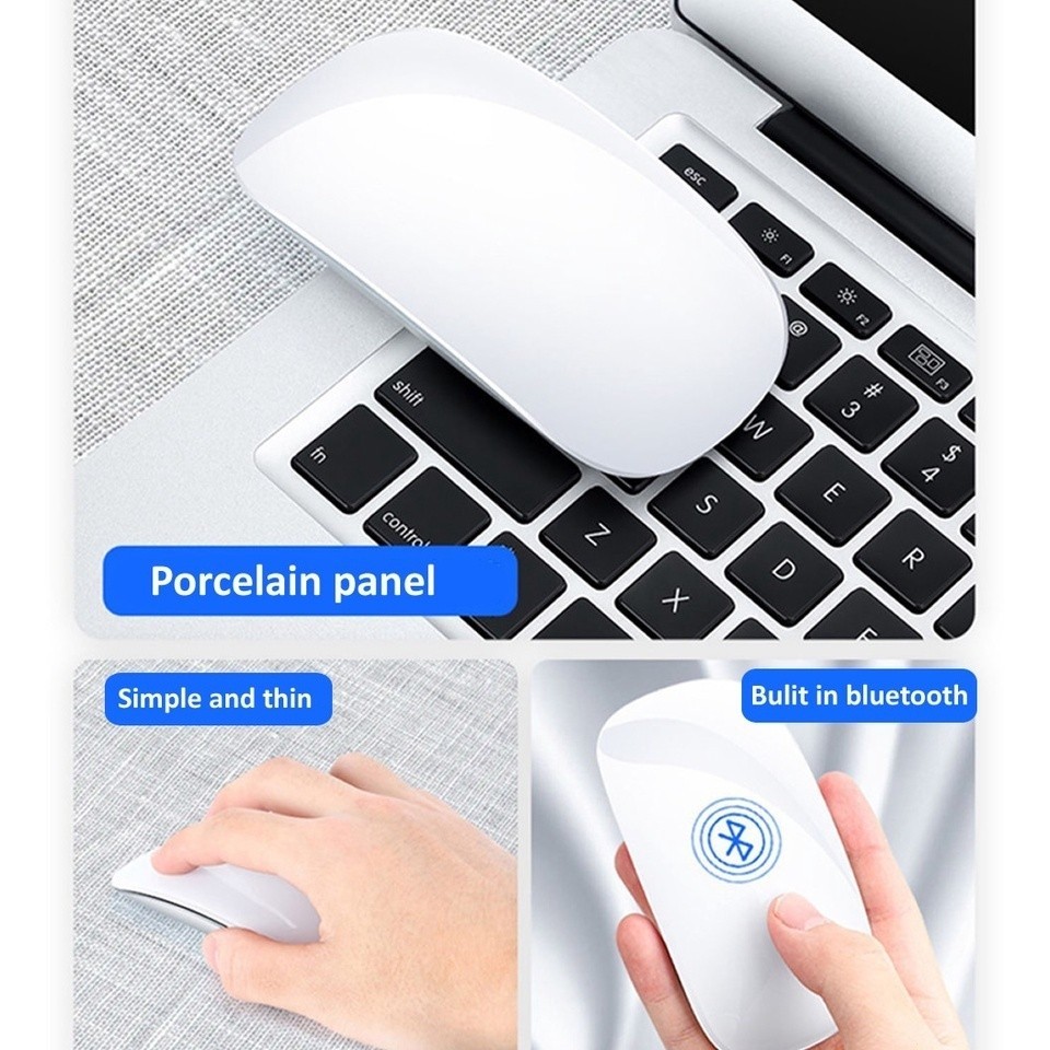 Bluetooth 5.0 Wireless Rechargeable Mouse Silent Multi Touch Mice Ultra-thin Mouse For MacBook ...