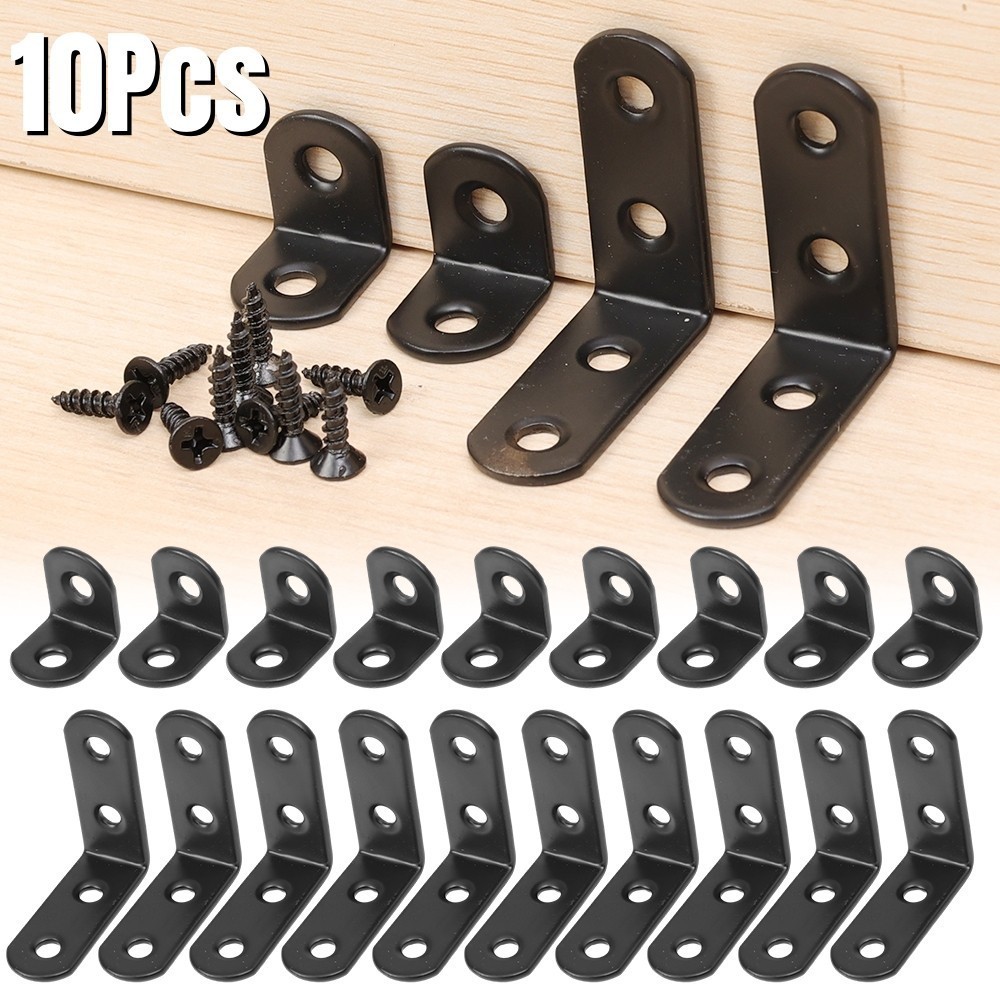 10Pcs L-shaped Right Angle Support - with Screw - Iron, Stainless Steel ...
