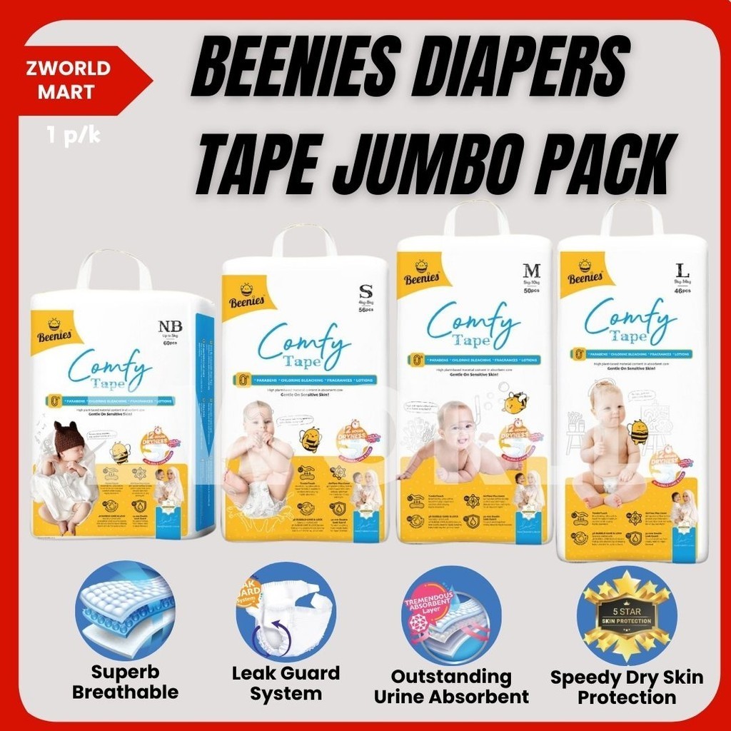 Beenies Diapers Tape Baby Comfy Jumbo Pack / Lampin Bayi Diapers Jenis ...