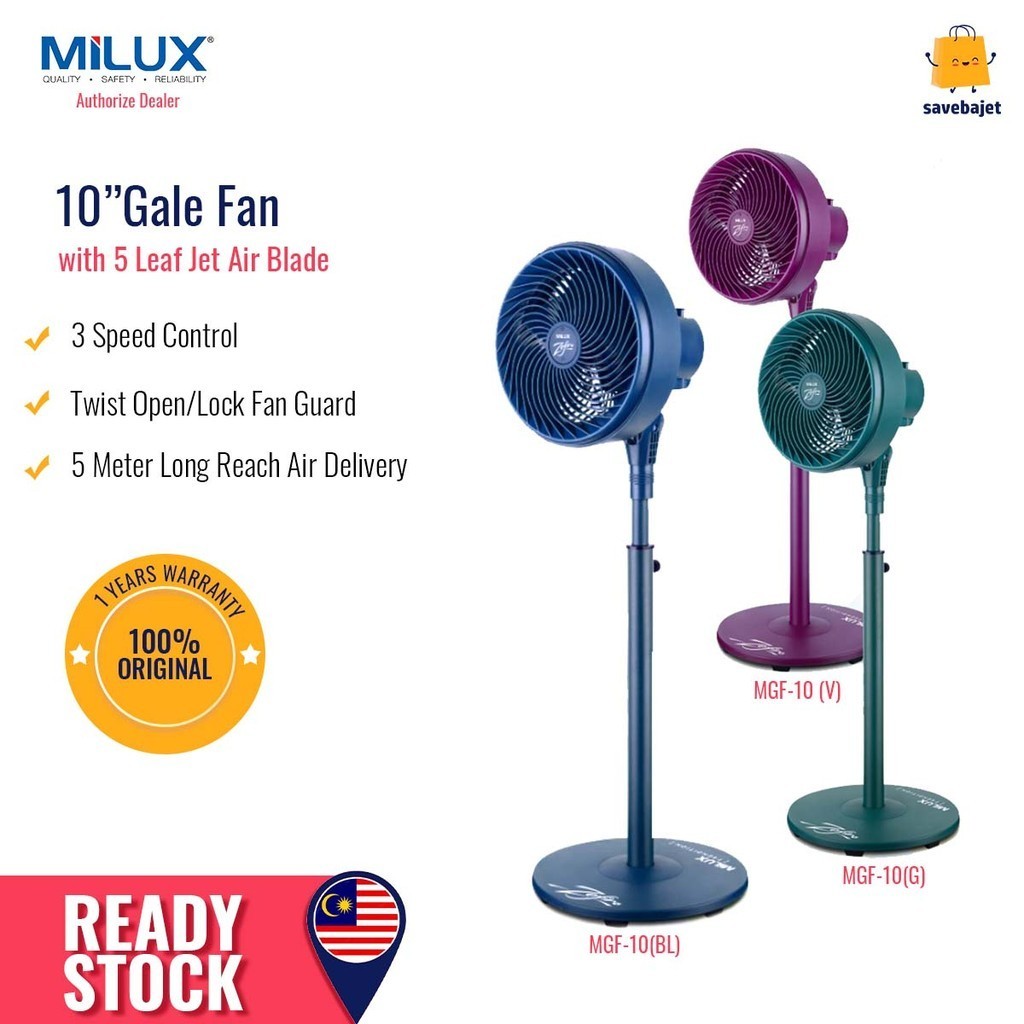 MiLUX Kipas Berdiri Gale Fan - Green/Blue/Velvet (10") MGF-10 | Shopee ...