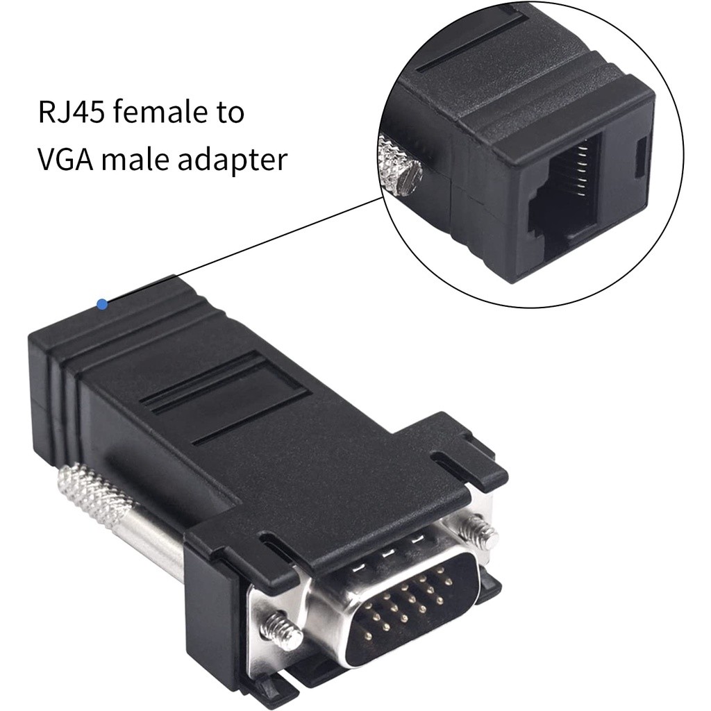 VGA Extender Over Ethernet Cat5e/6 cable VGA to Rj45 Adapter 1080P HD ...