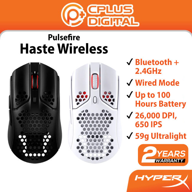 HyperX Pulsefire Haste Wireless Gaming Mouse Bluetooth + 2.4GHz 100 ...