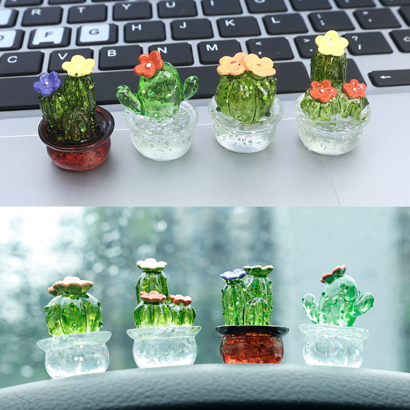 1/4Pcs Mini Cactus Resin Figurines Ornament - DIY Microlandscape Garden ...
