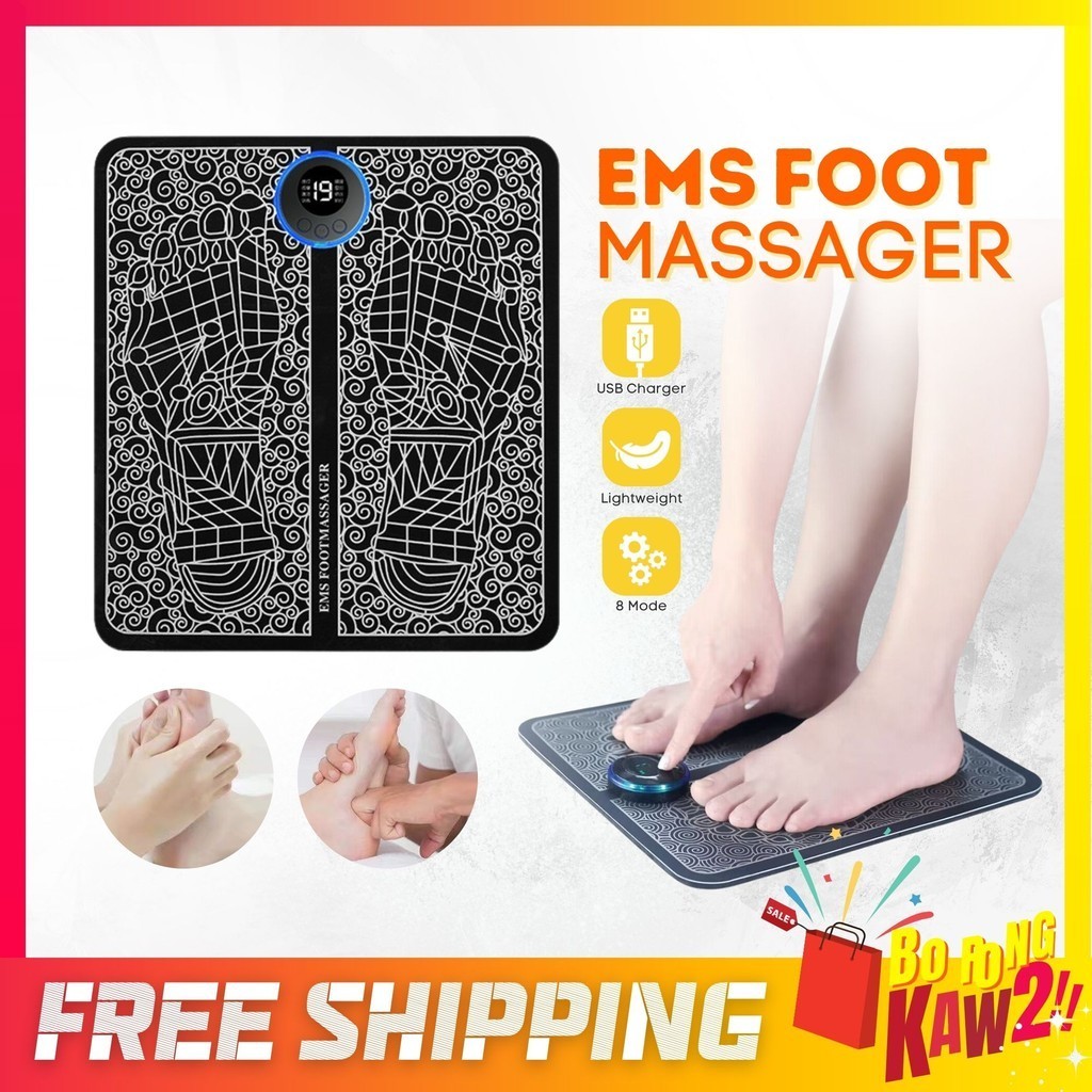 8 Mode EMS Foot Massager Stimulator Feet Pad Acupuncture USB Charge ...