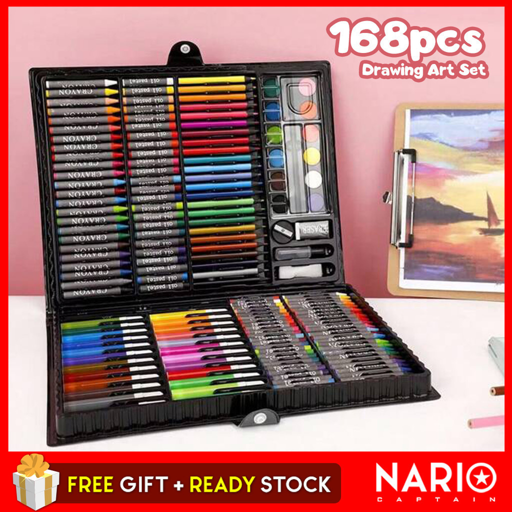 NARIO 168pcs Kids Painting Pen Colour Crayon Marker Pencil Drawing Art ...
