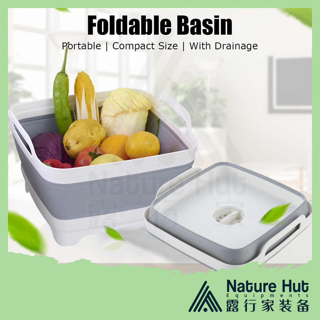 Foldable Wash Basin Outdoor Camping Folding Kitchen Drainage Bucket ...