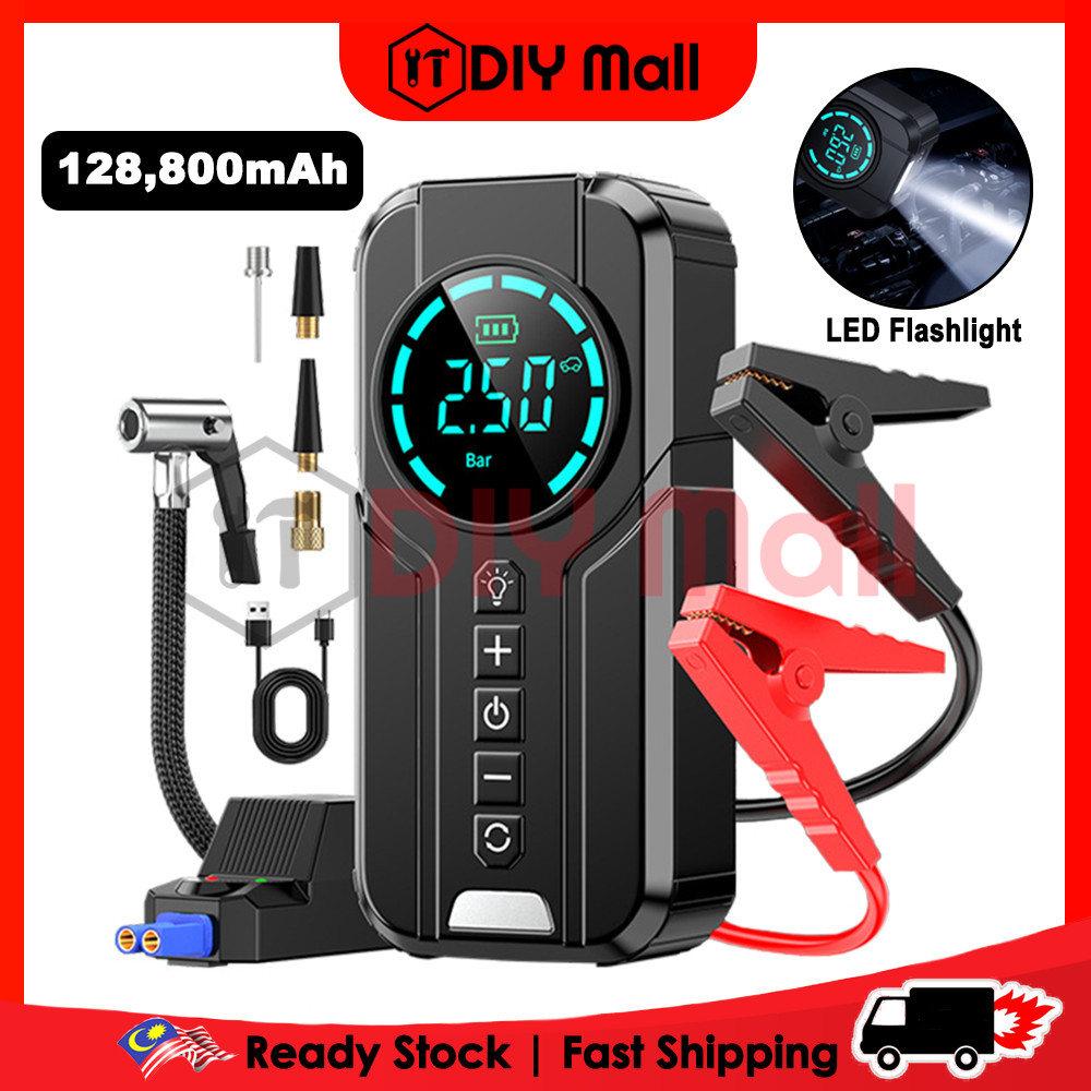 DIYMALL 128800mAh Car Jumper Starter Car Air Pump Power Bank Portable ...