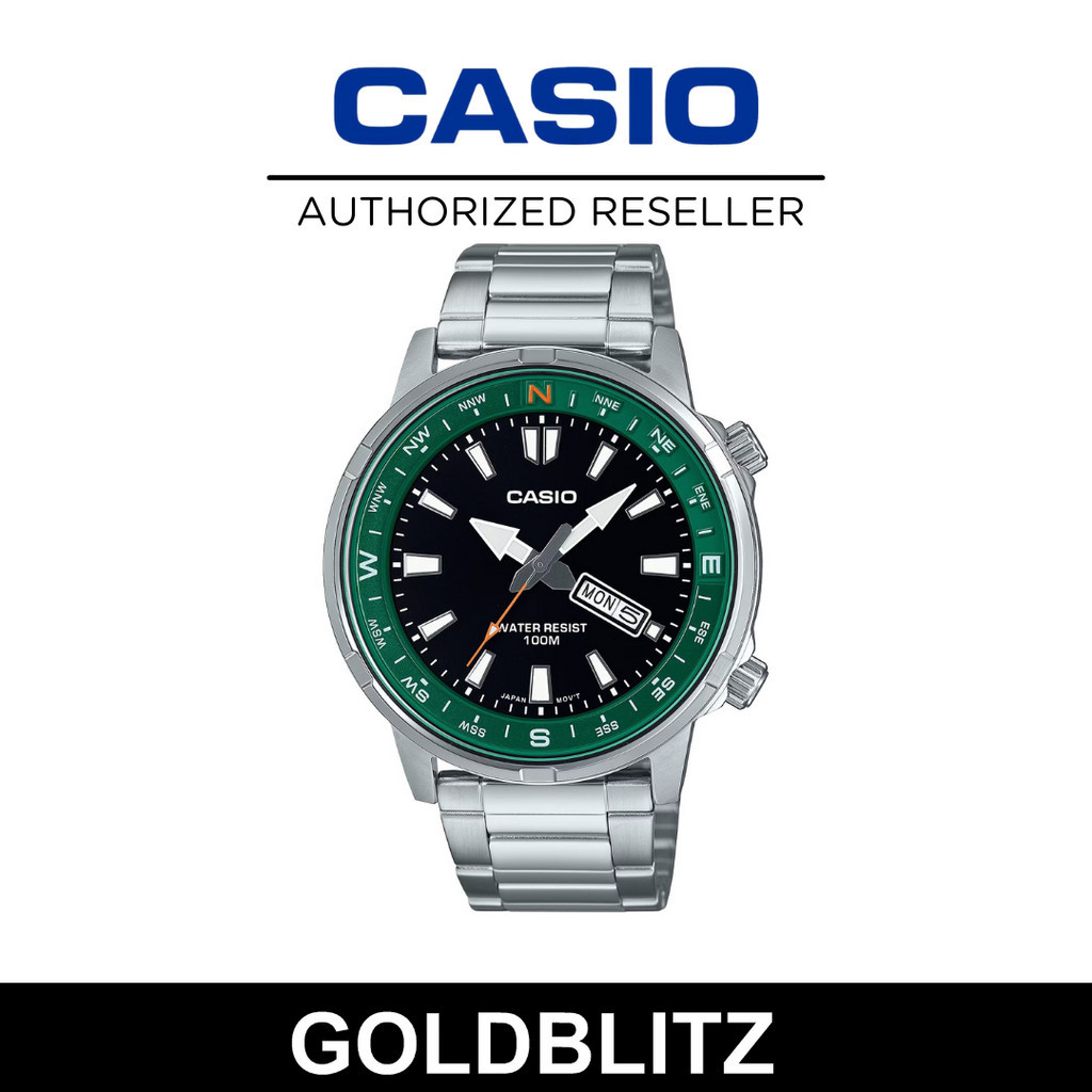 Casio MTD-130D-1A3 Standard Analog Sporty Design Rotating Compass Ring ...