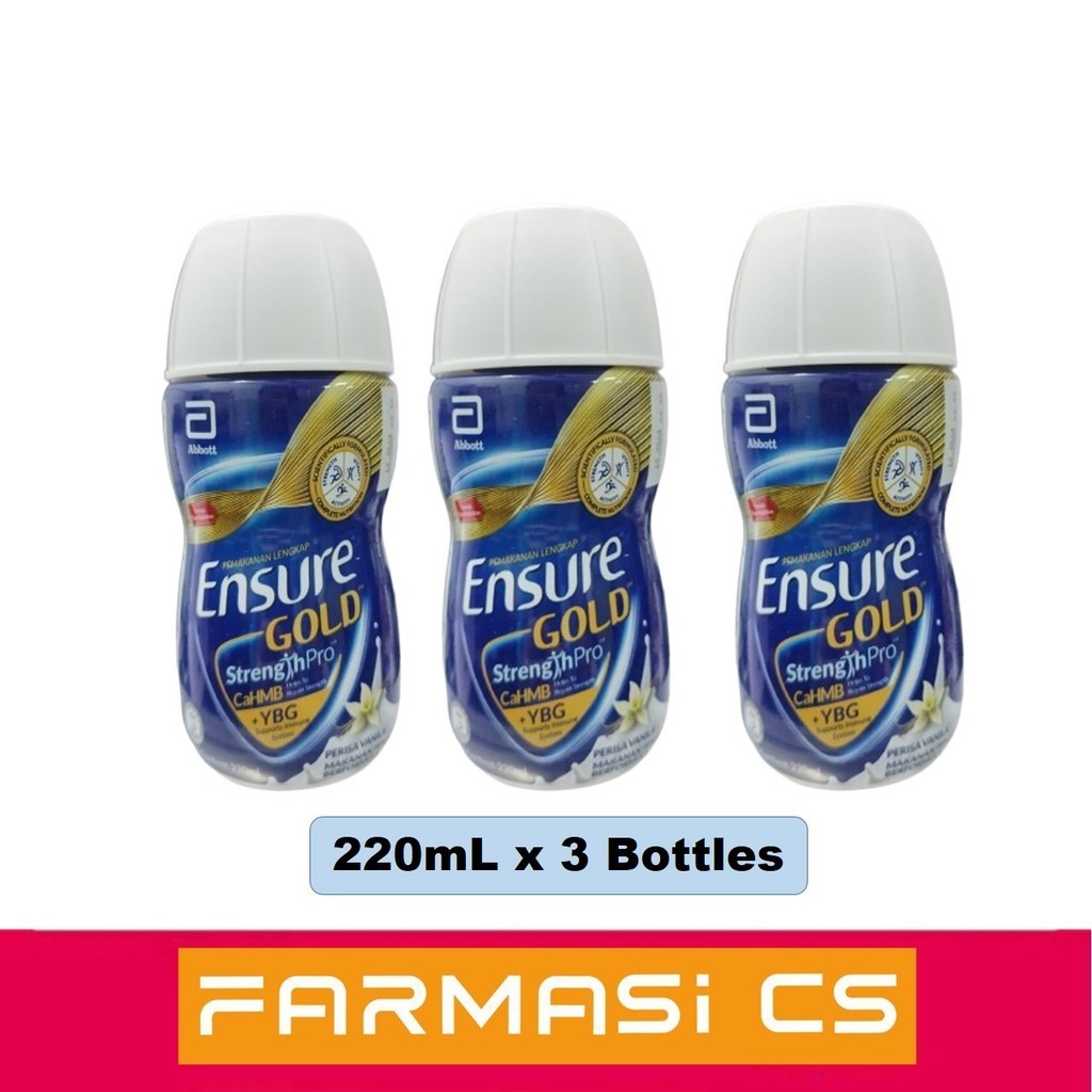 PROMO Abbott Ensure Gold Vanilla Flavour 220ml Strength Pro x 3 bottles ...