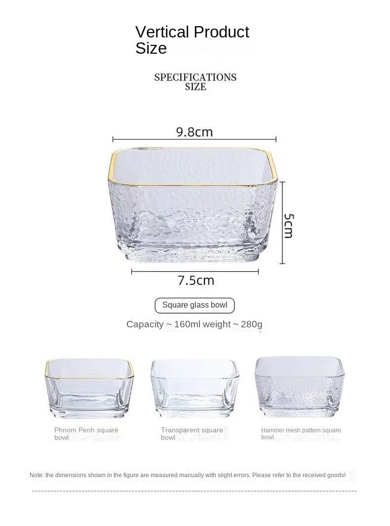Square Glass Bowl Double-Layer Milk Custard Frosted Blossom Dessert ...