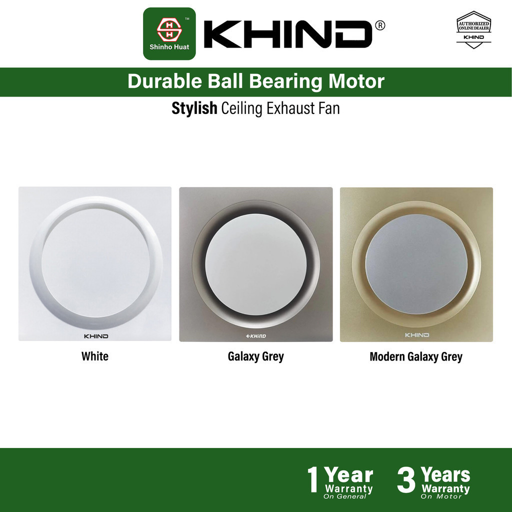 Khind Ventilation Fan VF102 Ceiling Exhaust Fan White Galaxy Grey ...