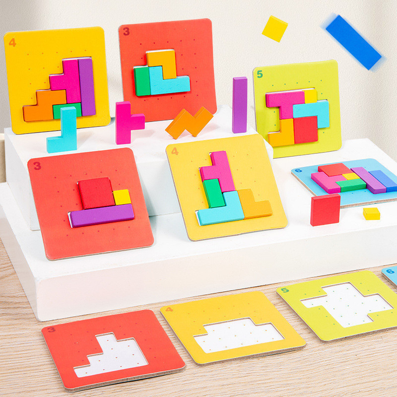 1 Set Colorful Puzzle Game Brain Teaser Toy for Kids Block Puzzle for ...