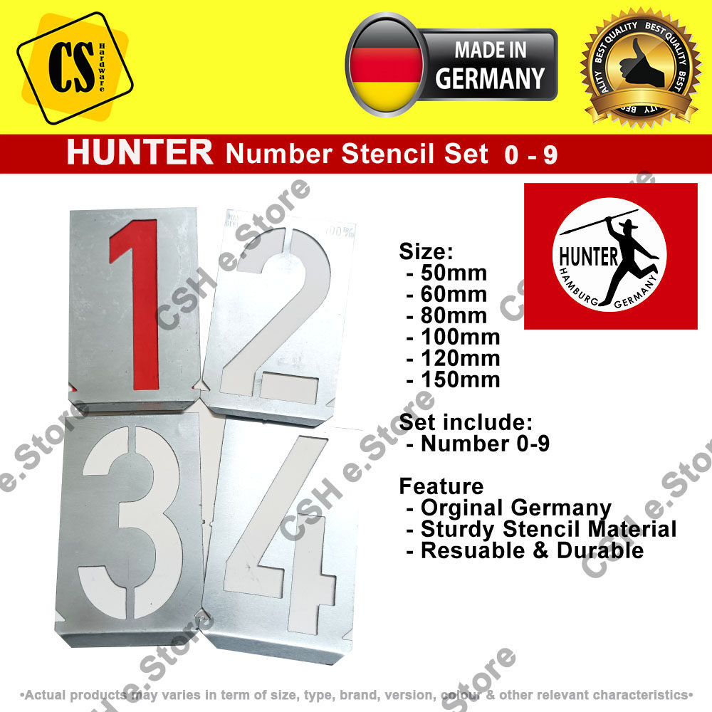 HUNTER number letters stencil (0-9) made in Germany sturdy long lasting ...
