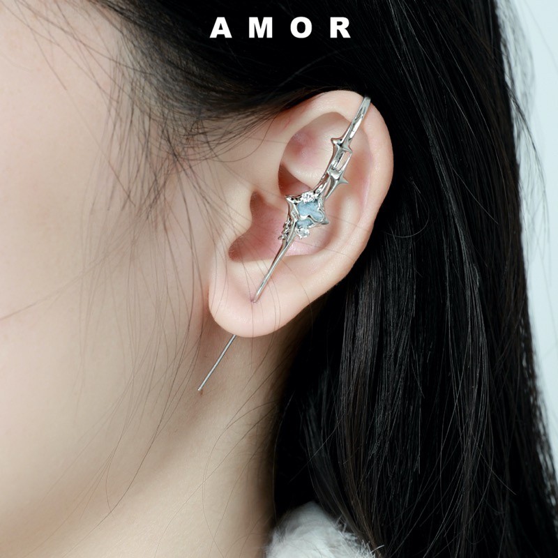 Puncture ear needle star Niche design Earrings, ear suspension, ear ...