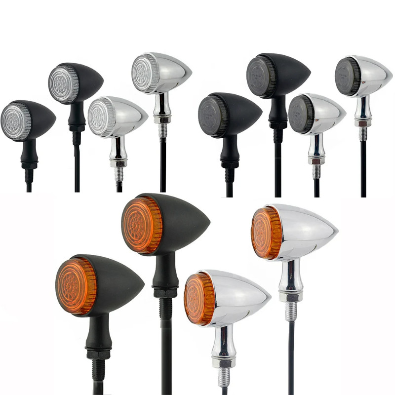 Motorcycle LED Bullet Turn Signals Light Retro Turn Indicators Blinkers ...
