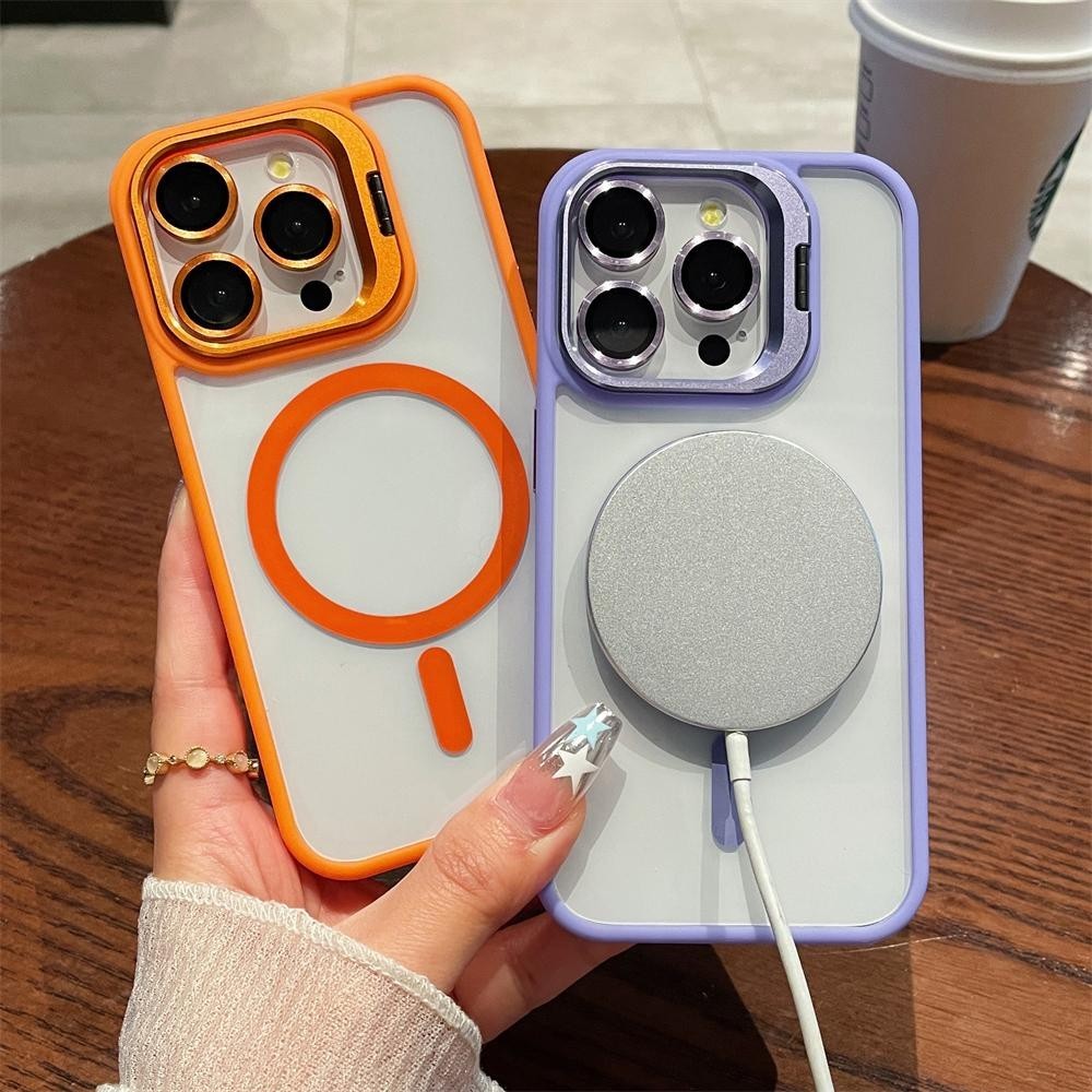 Magnetic Fold Camera Stand Holder Clear Case For iPhone 16 15 13 12 11 ...