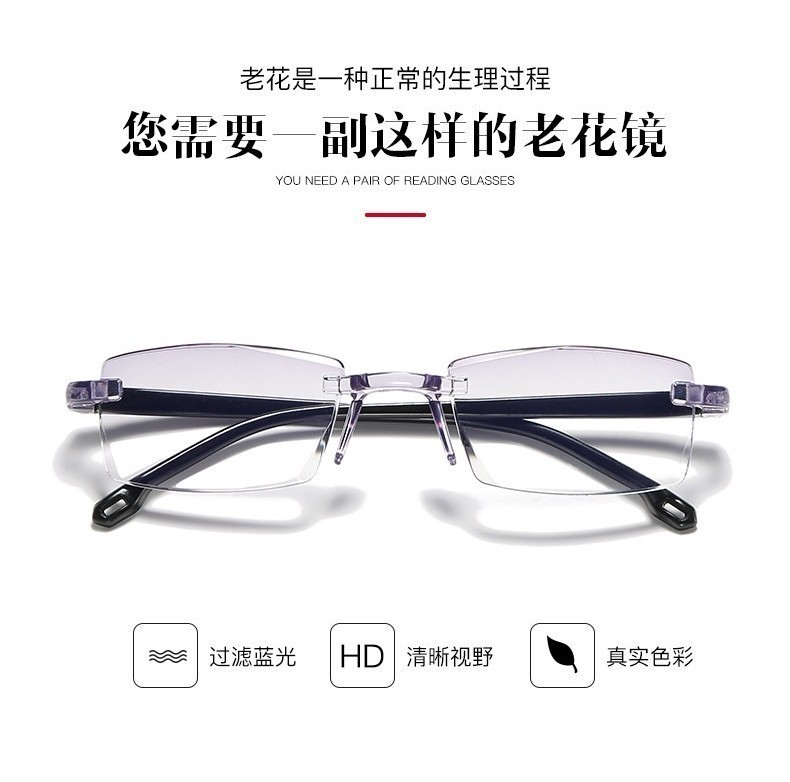 Intelligent Zoom Anti-blue Light Reading Glasses Borderless Progressive ...