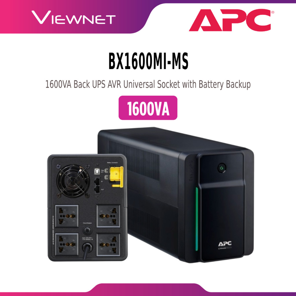 APC UPS BX1600MI-MS 1600VA, 230V BACK UPS AVR UNIVERSAL SOCKET WITH ...