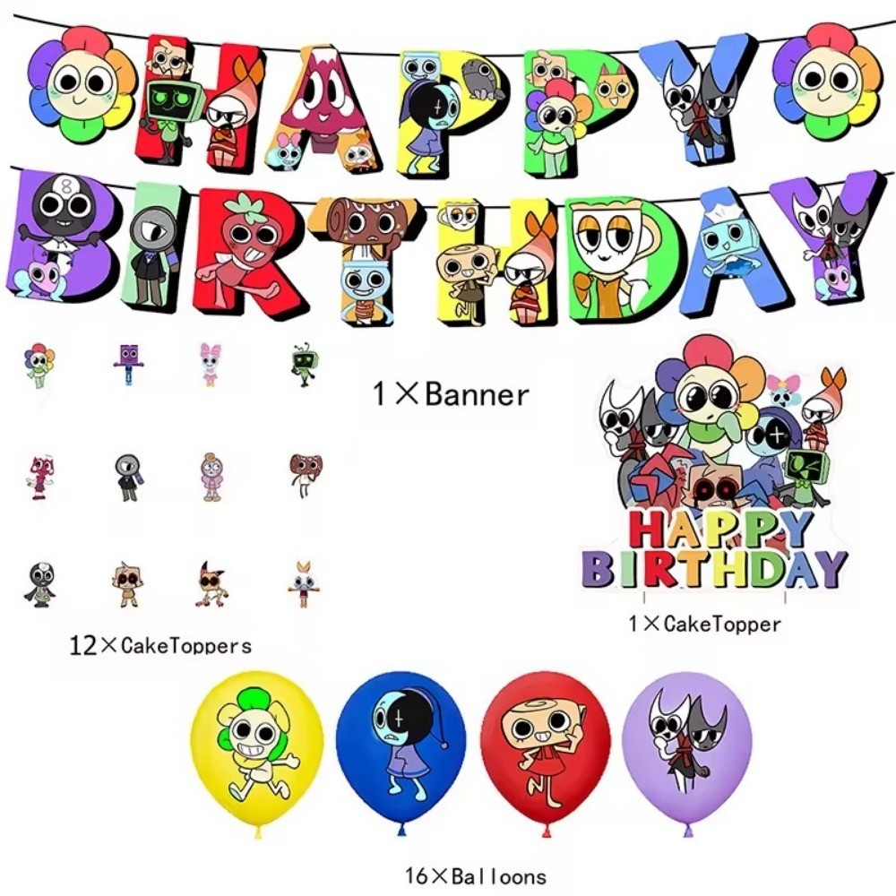 Dandy's World Birthday Theme Party Decor Balloon Cake Topper Banner ...