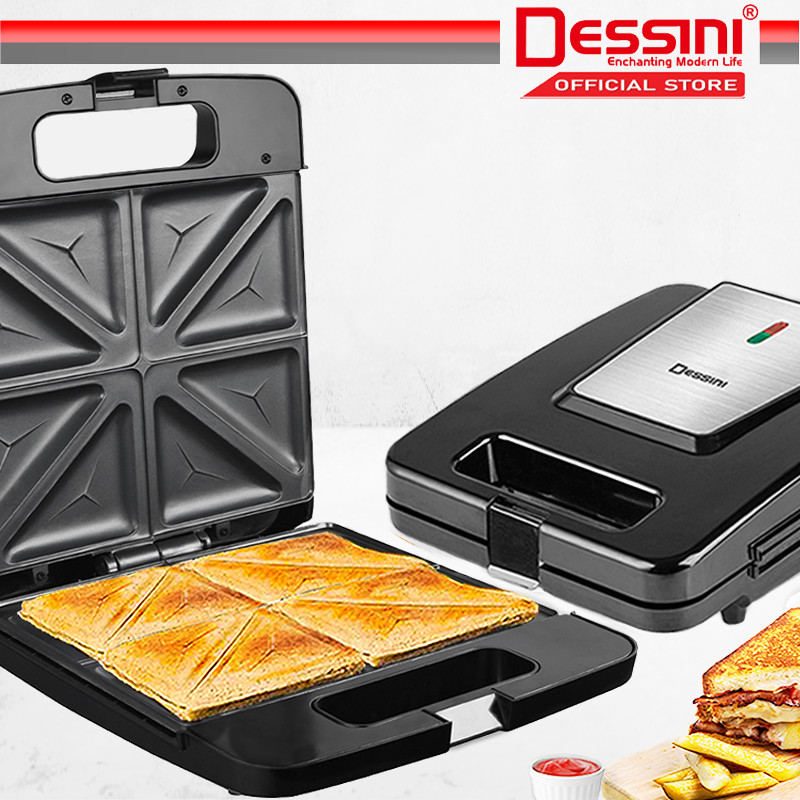 DESSINI ITALY Double Sided Electric Pizza Panini Waffle Sandwich Maker ...