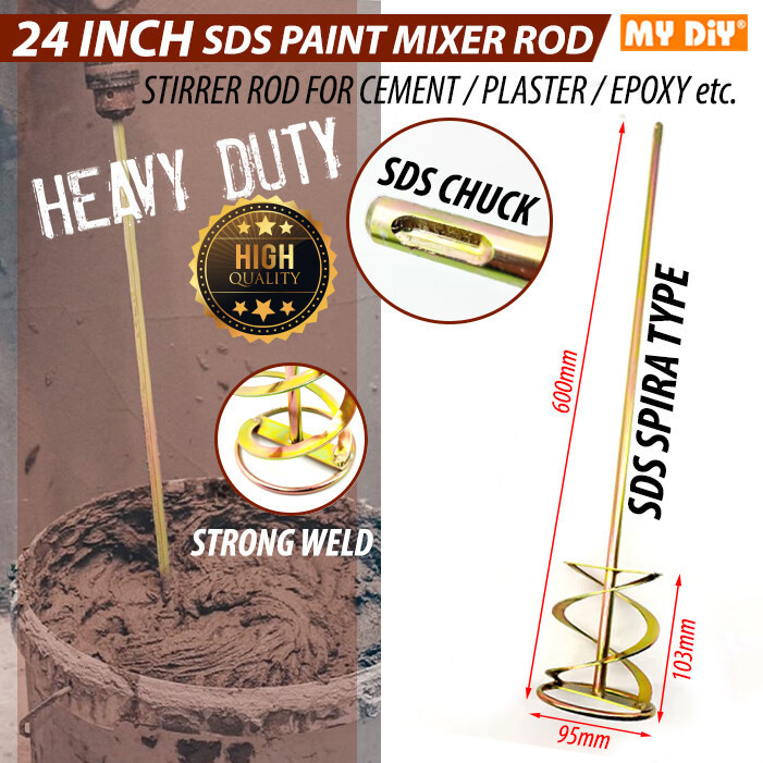 MYDIYHOMEDEPOT - 24inch SDS Heavy Duty Paint Mixer Rod Bar Cement ...