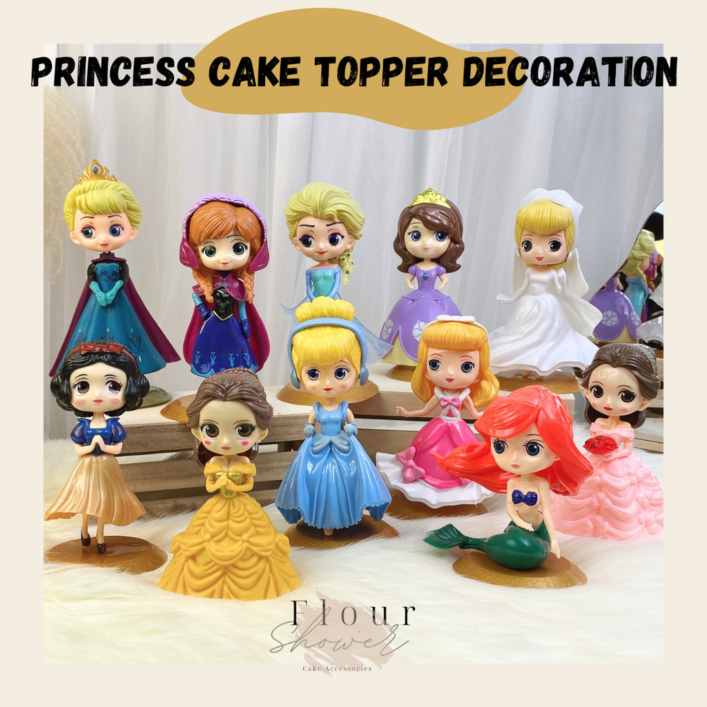 Princess Elsa Anna Mermaid Cake Topper Decoration | Snowflake Cake ...