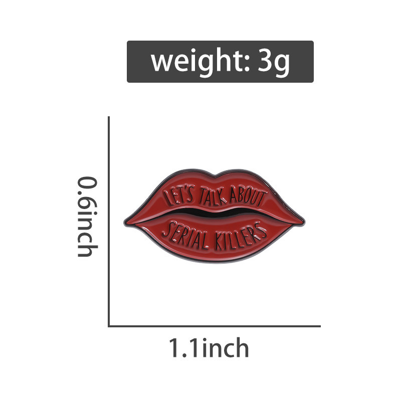 Let's Talk about Serial Killers Lip Enamel Pins Brooches Cartoon Red ...