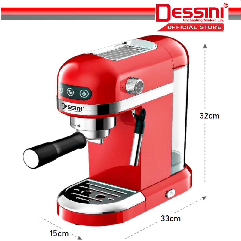 DESSINI ITALY 20 Bar 1.4L Espresso Coffee Maker Brew Froth Cappuccino ...