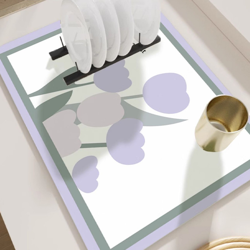 Quick Absorption Diatom Mud Drying Mat Kitchen Utensil Drainer Table ...