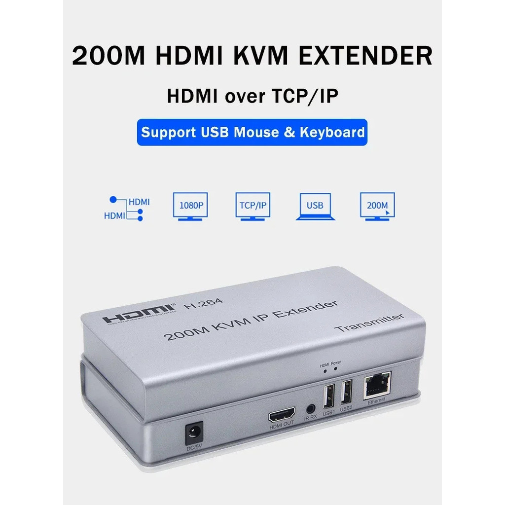 H.264 200M IP HDMI KVM Extender Over Rj45 Ethernet Cat6 Cable ...