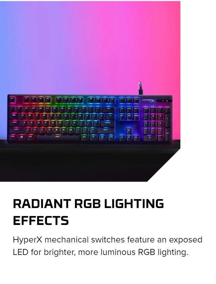HyperX Alloy Origins PBT Mechanical Gaming Keyboard Wired Full Size RGB ...