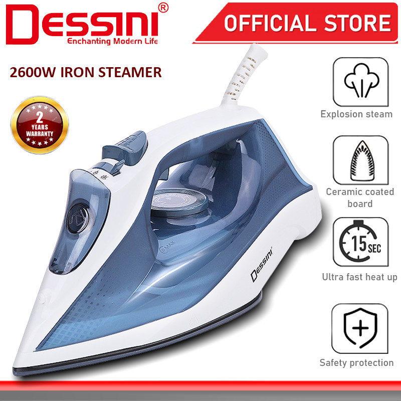 DESSINI ITALY 2600W Electric Ceramic Soleplate Garment Steam Iron ...