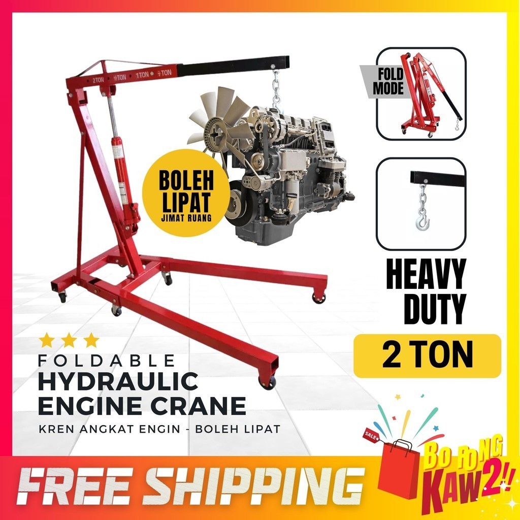 Heavy Duty Hydraulic Engine Crane 2 TON 2T Jack Engine Stand Engine Jack Foldable Engine Crane ...