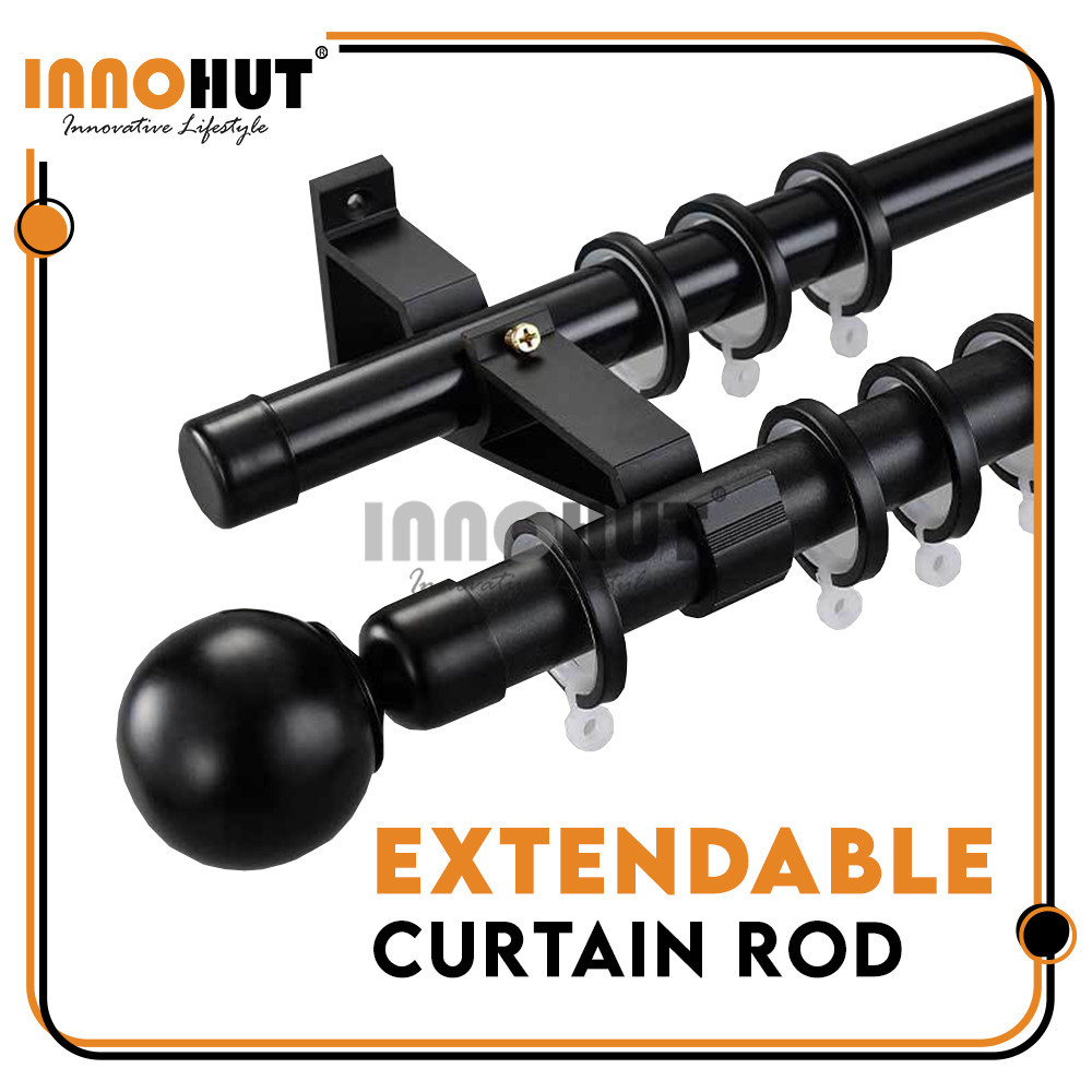 [FULL SET | EXTENDABLE DOUBLE ROD] Adjustable Curtain Rod Set For Hook ...