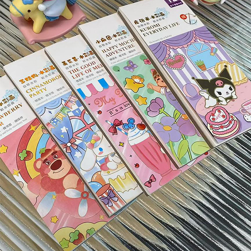 Sanrio Water Painting Book Watercolor Coloring Notes Picture Book ...