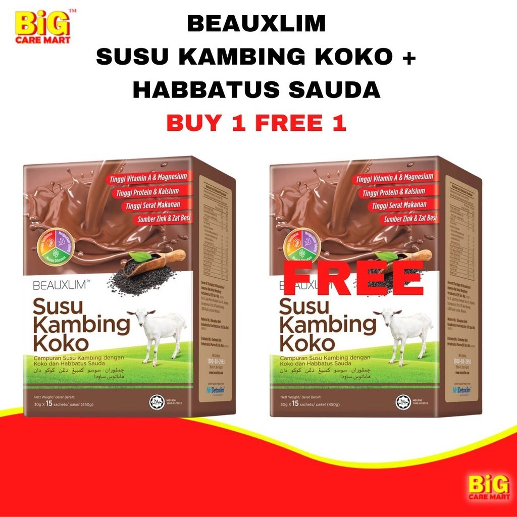 [BUY 1 FREE 1] BEAUXLIM SUSU KAMBING KOKO + HABBATUS SAUDA 30G X 15 ...